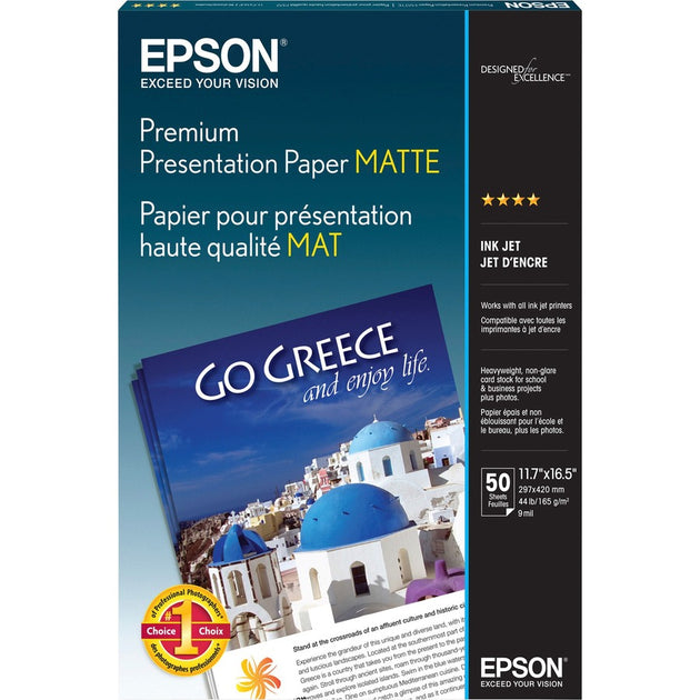 Epson Matte Paper - Heavyweight-atte paper - white - A3 (11.7 in x 16 ...
