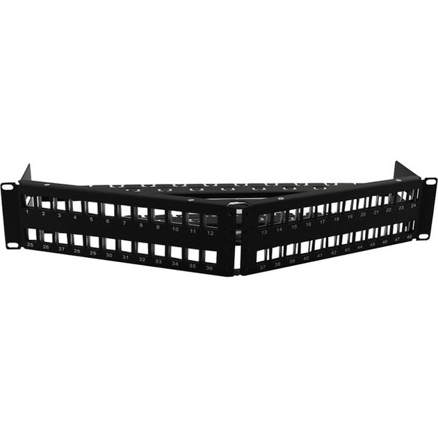 AddOn 19-inch 2U CAT6A 48-Port Angled Patch Panel with 180 Degree Keys ...