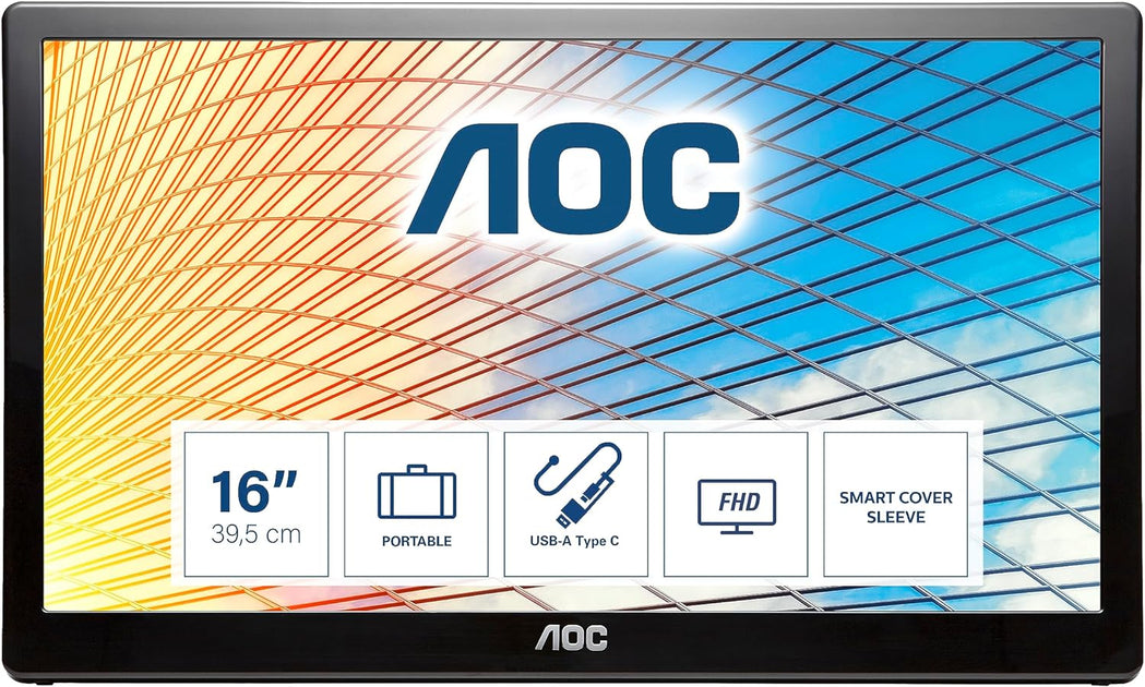 AOC e1659FWU 16" LED USB Powered Portable Monitor with case | PcHybrid